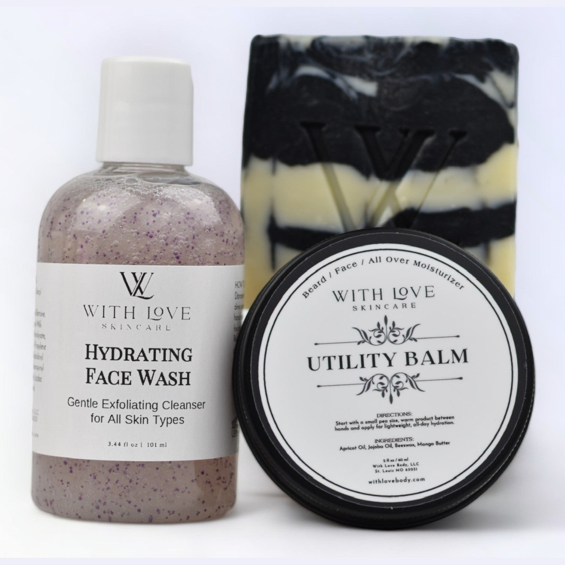 Charcoal Soap + Face Wash + Utility Balm – With Love Skincare